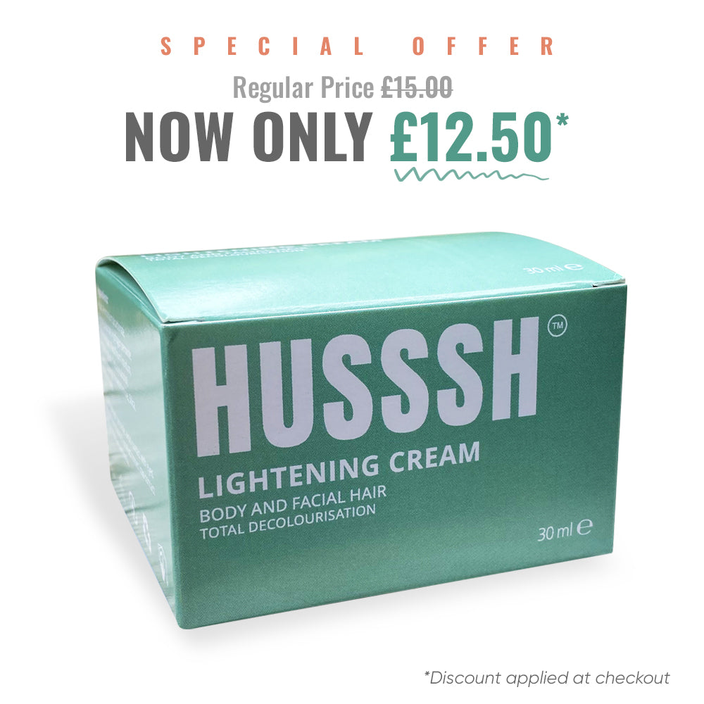 HUSSSH Hair Lightening Cream for Body and Facial Hair – Hushhealth.co.uk